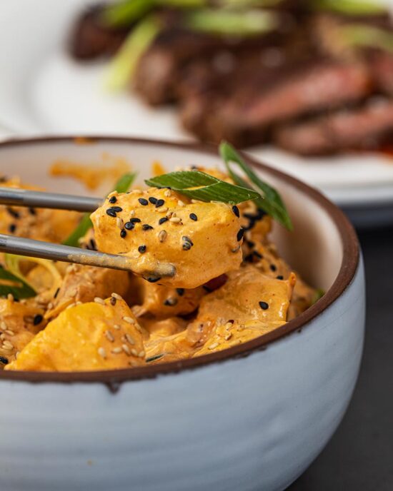 Getting Funky with Spicy Kimchi Potato Salad - Chiles and Smoke