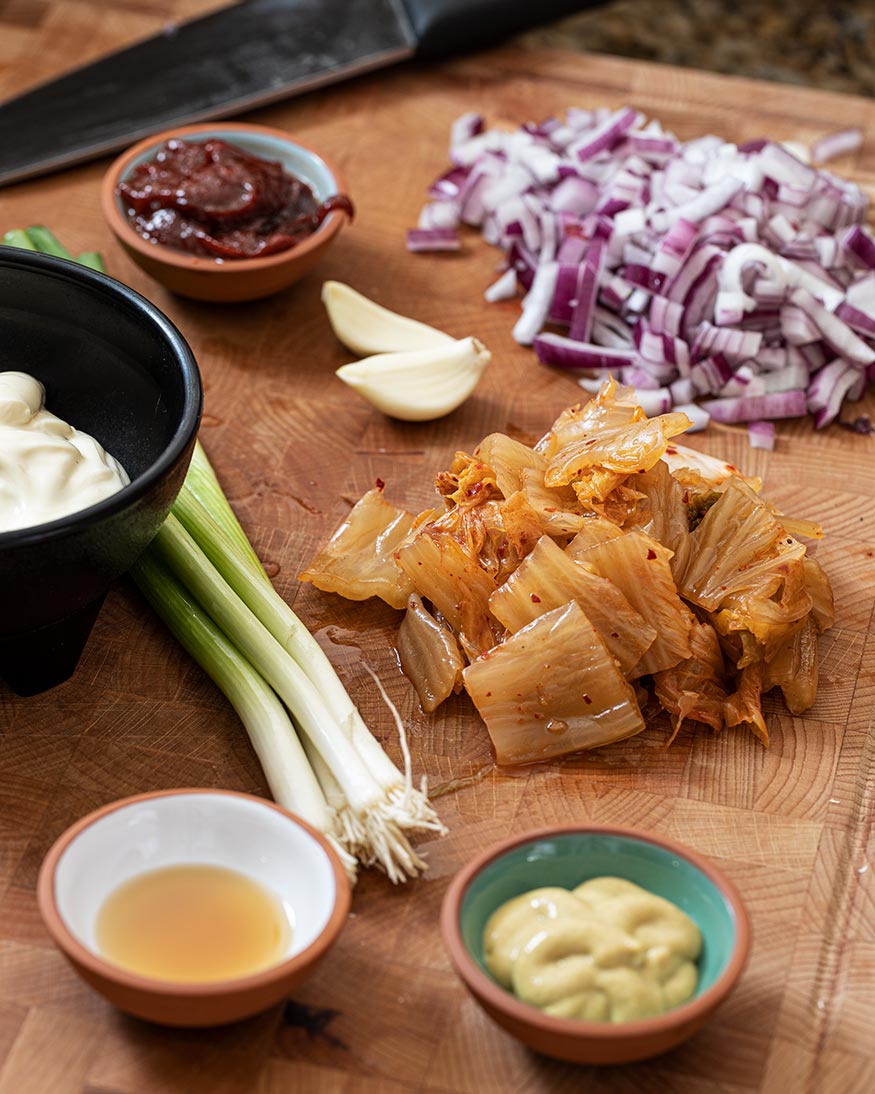 Getting Funky with Spicy Kimchi Potato Salad - Chiles and Smoke