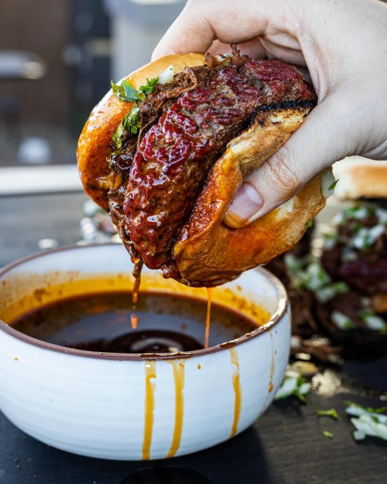 Smoked Beef Birria Burgers - Chiles and Smoke