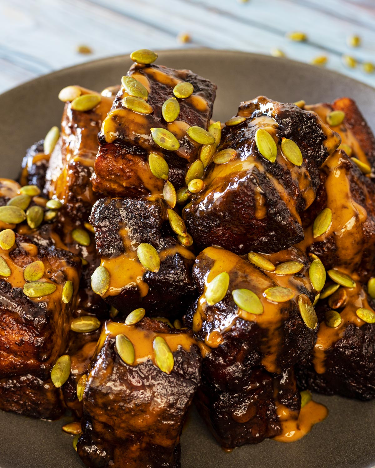 Pumpkin Spice Pork Belly Burnt Ends - Chiles and Smoke