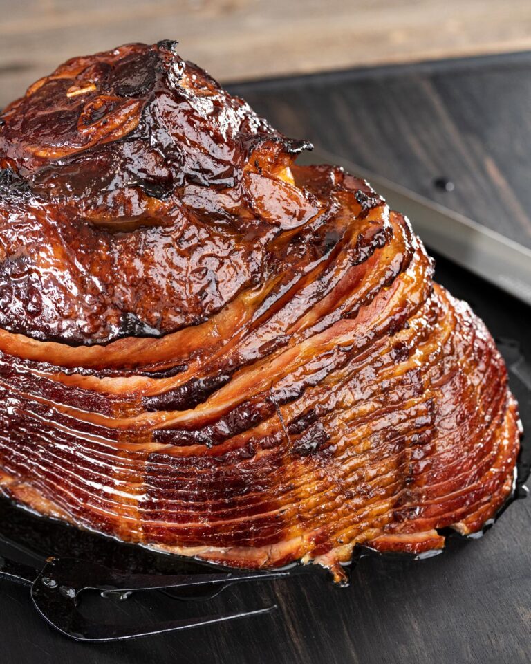Smoked Spiral Ham & Hot Honey Bourbon Glaze - Chiles and Smoke