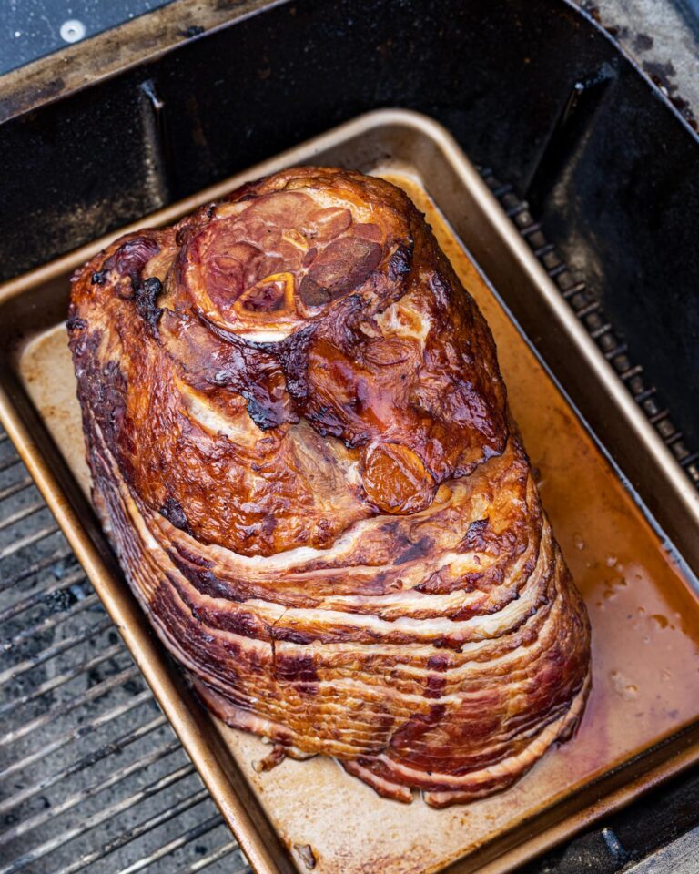 Smoked Spiral Ham & Hot Honey Bourbon Glaze - Chiles and Smoke