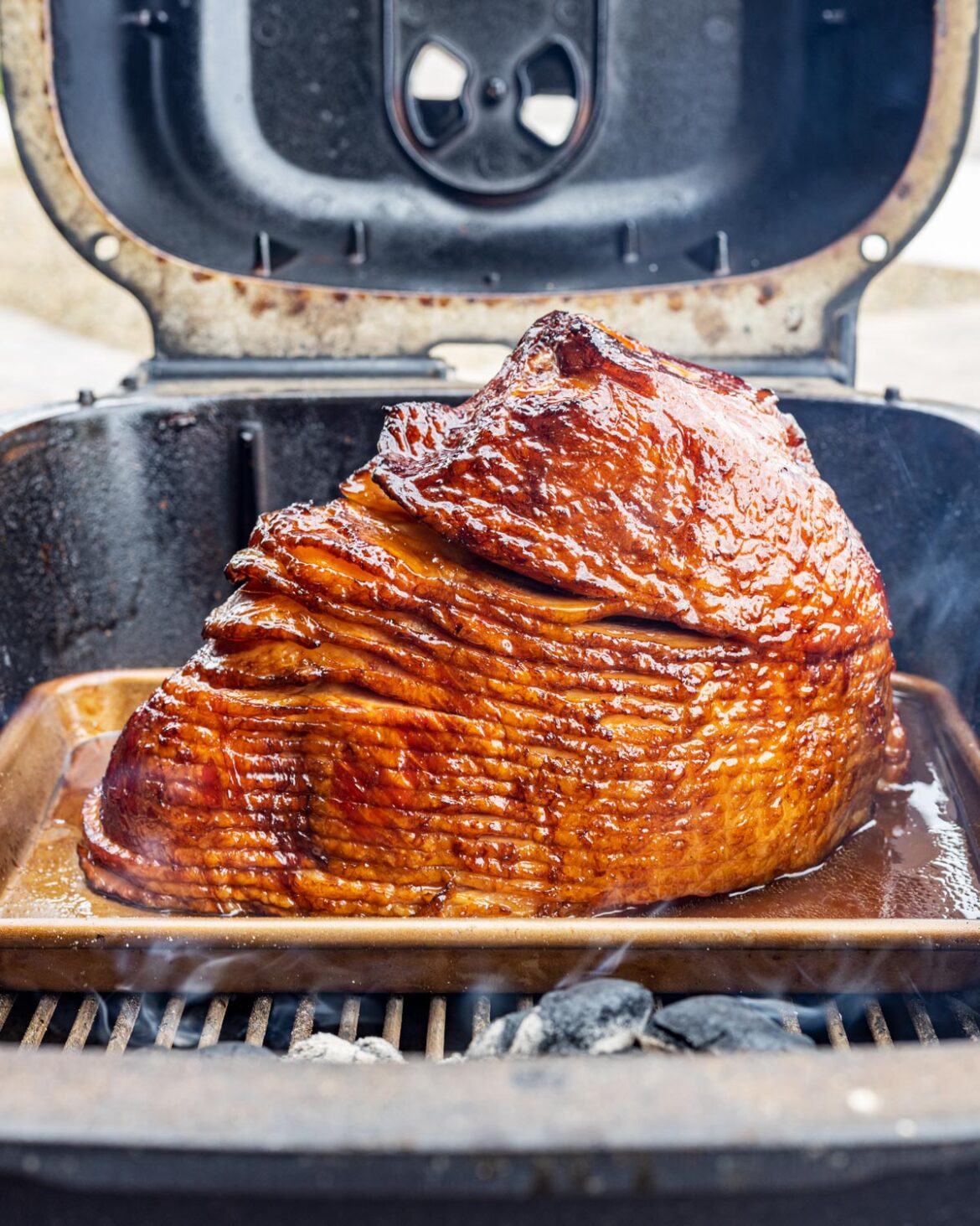 Smoked Spiral Ham & Hot Honey Bourbon Glaze - Chiles and Smoke