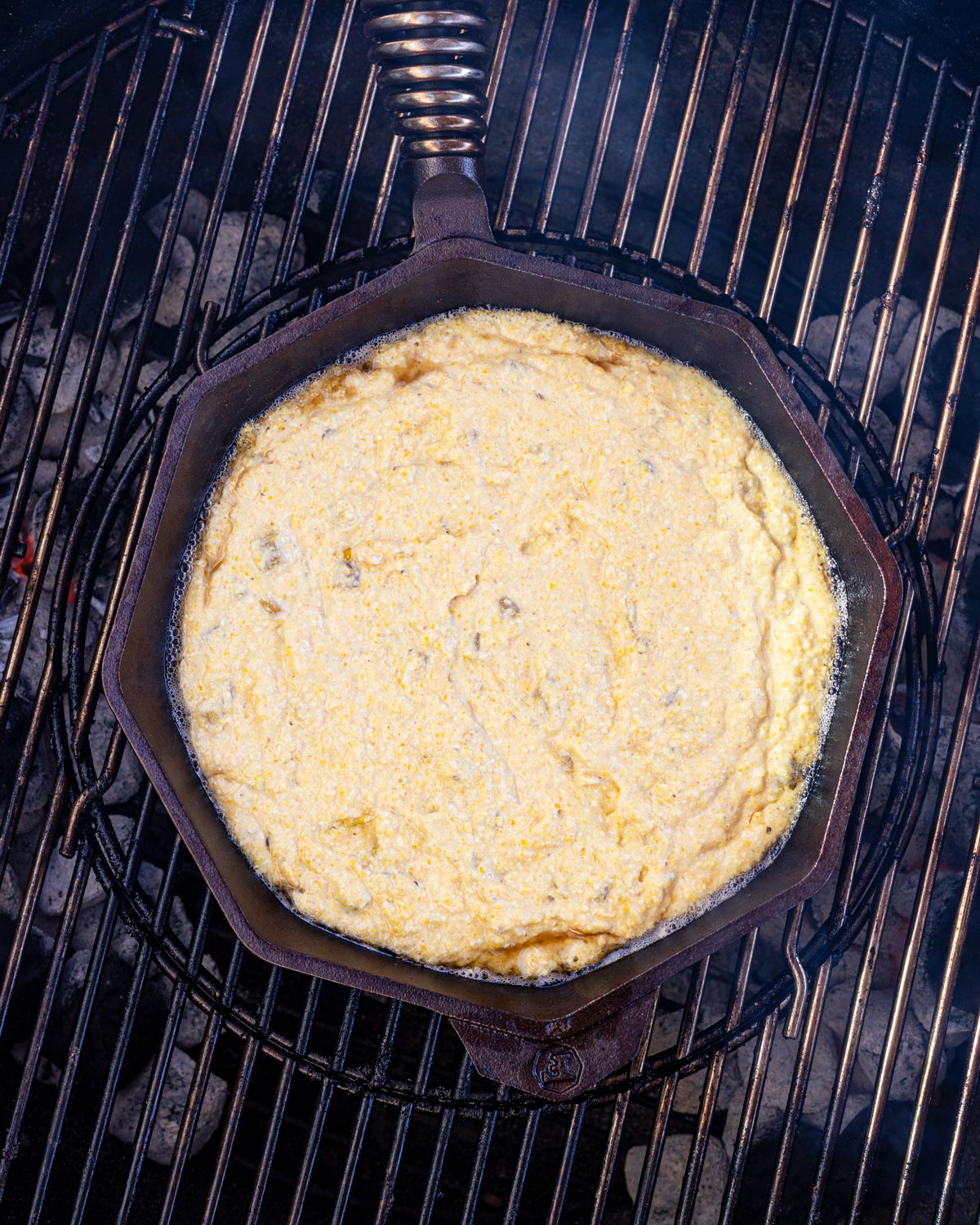 Skillet Green Chile Cornbread - Chiles and Smoke