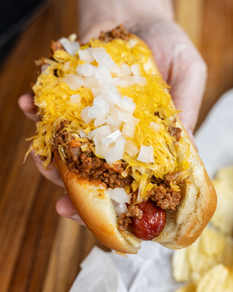 Chili Cheese Hot Dogs - Chiles and Smoke