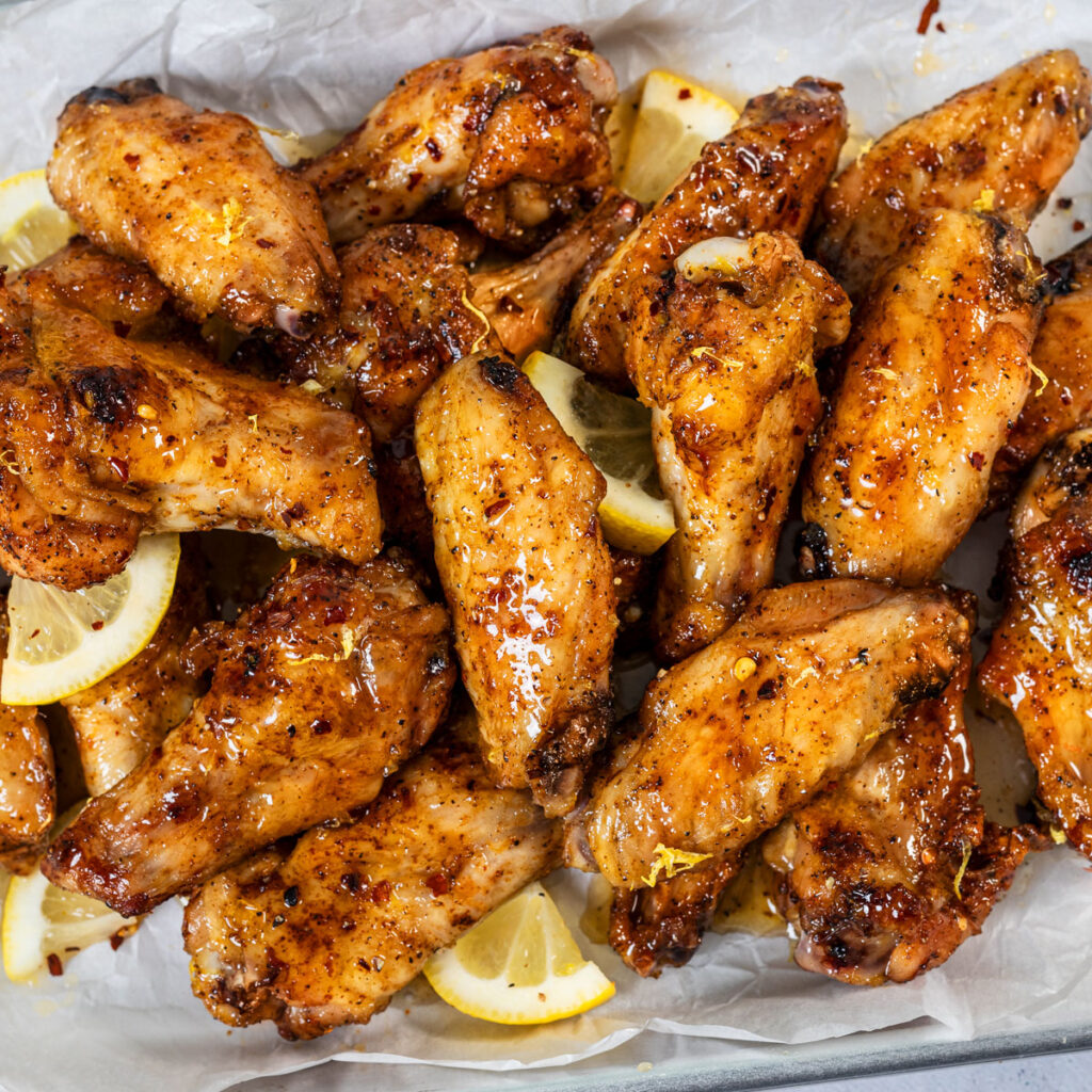 Hot Honey Lemon Pepper Wings - Chiles and Smoke