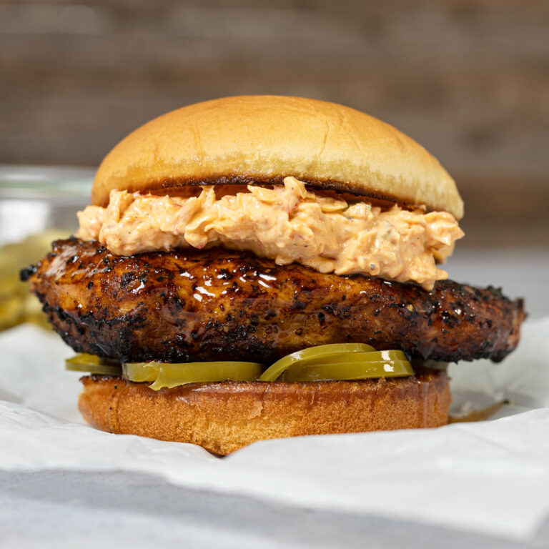 Grilled Honey Pepper Pimento Chicken Sandwich - Chiles and Smoke